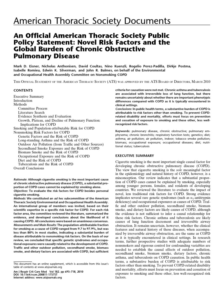 American Thoracic Society Documents | PDF | Chronic Obstructive ...