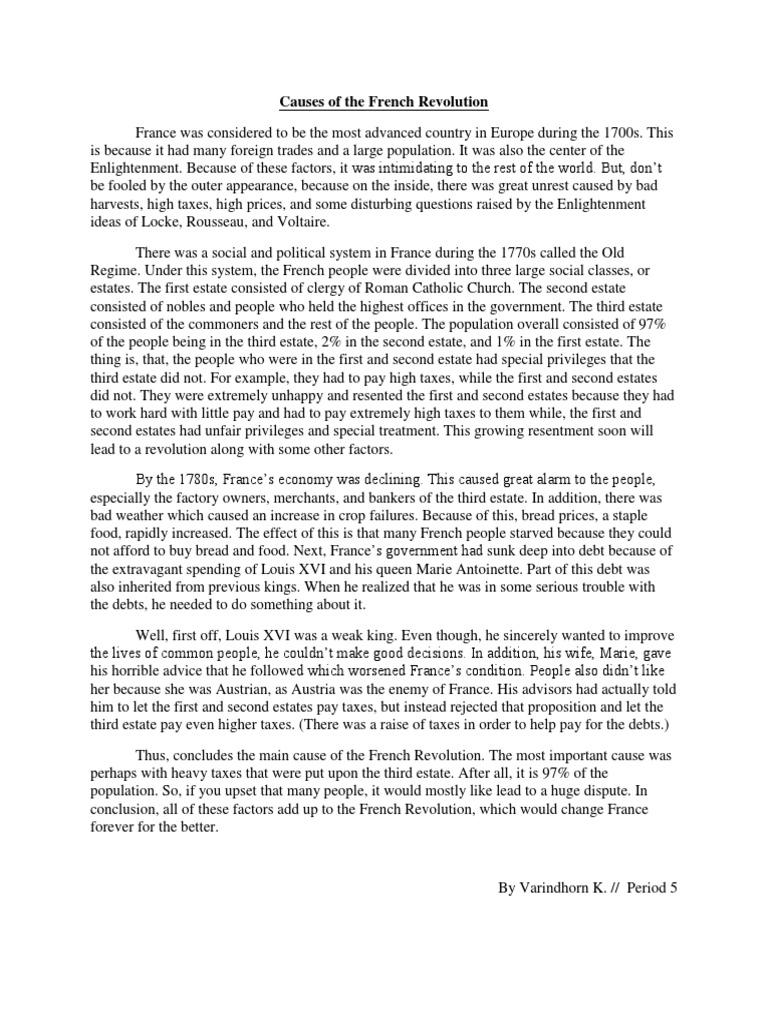 Causes of The French Revolution | PDF | French Revolution | Age Of ...