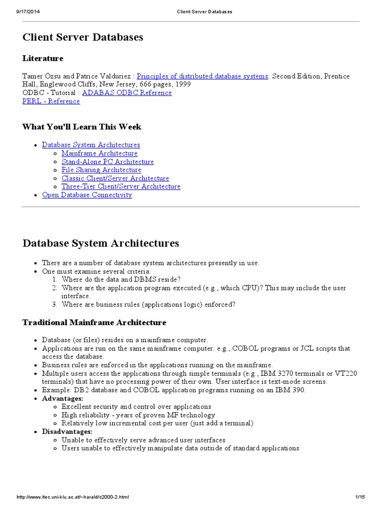 Client-Server Databases PDF | PDF | Client–Server Model | Databases