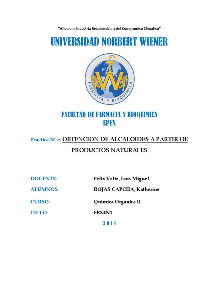 Obtencion de Alcaloides A Partir de Productos Naturales | PDF ...