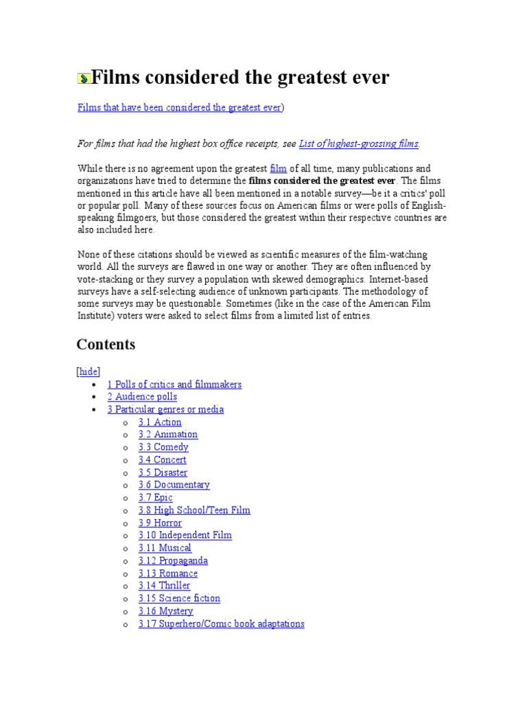 Films Considered The Greatest Ever: For Films That Had The Highest Box ...