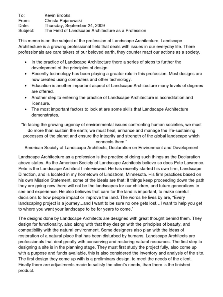 Informational Memo | PDF | Landscape Architecture | Gardening