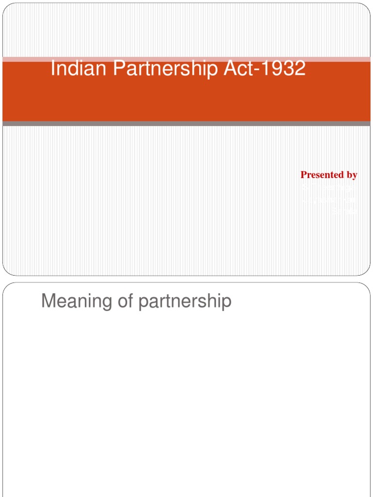 Understanding the Indian Partnership Act | PDF