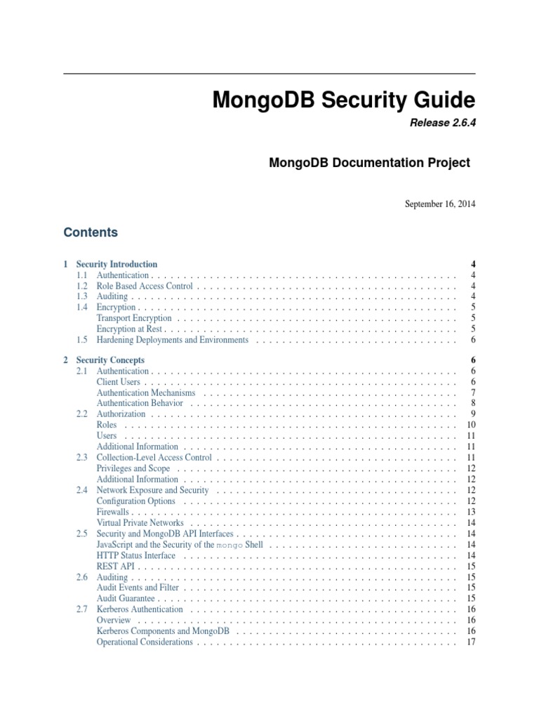 MongoDB Security Guide PDF | PDF | Mongo Db | Encryption