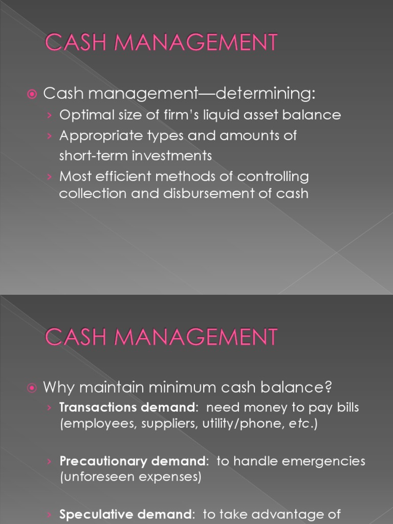 Cash Management | PDF | Cheque | Float (Money Supply)