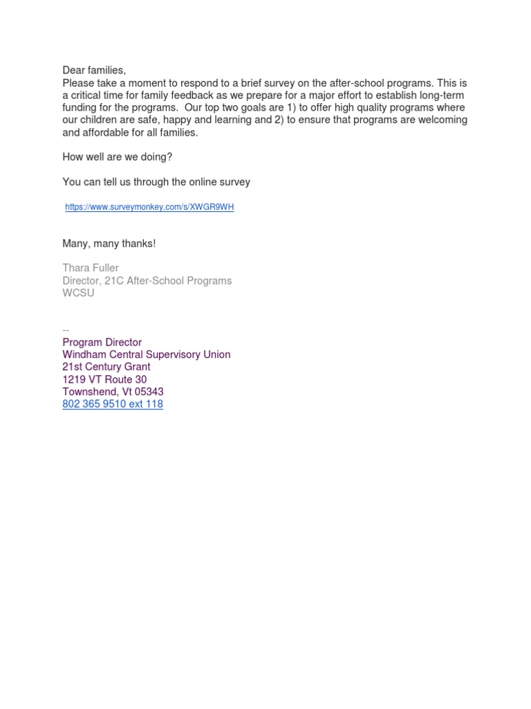 After-School Program Feedback Survey | PDF | Career & Growth