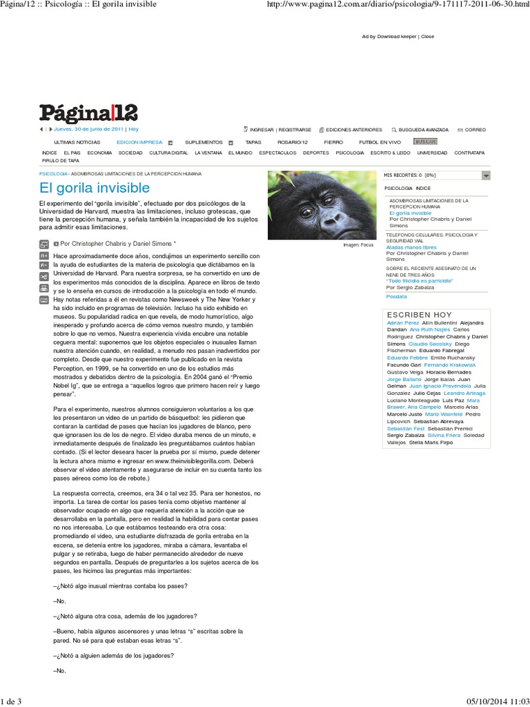 Página - 12 - Psicología - El Gorila Invisible PDF | PDF | Sicología ...