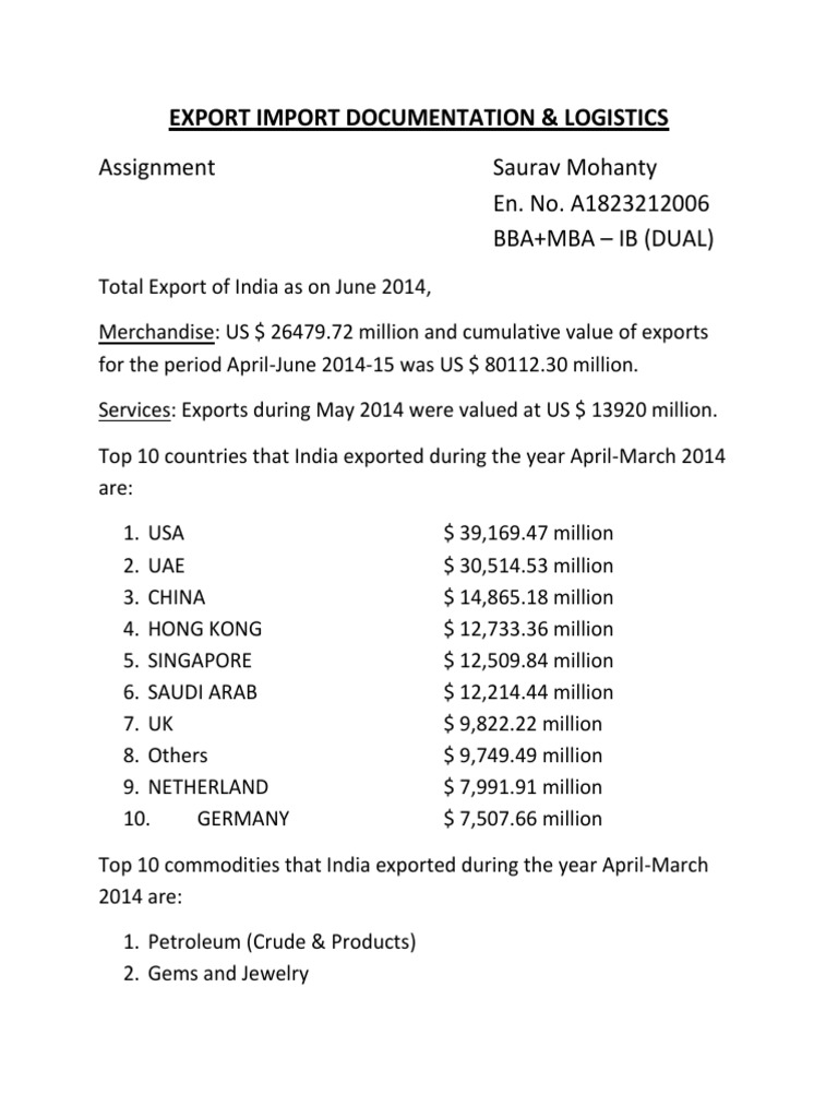 Export Import Documentation | PDF