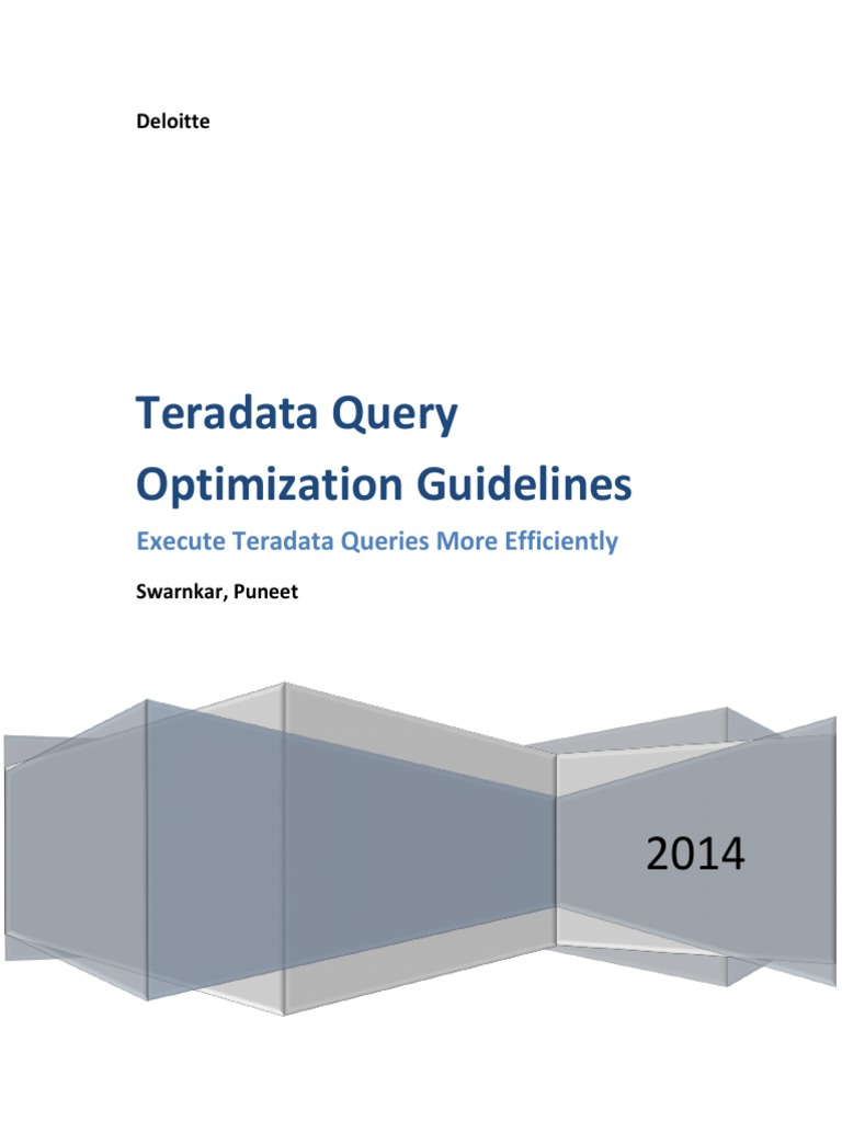 Teradata Query Optimization Guidelines Database Index Sql 
