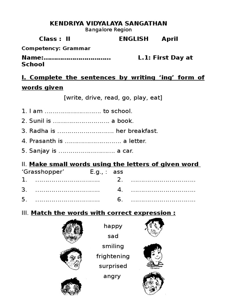 Class 2 English Grammar Worksheets | PDF | Language Arts & Discipline