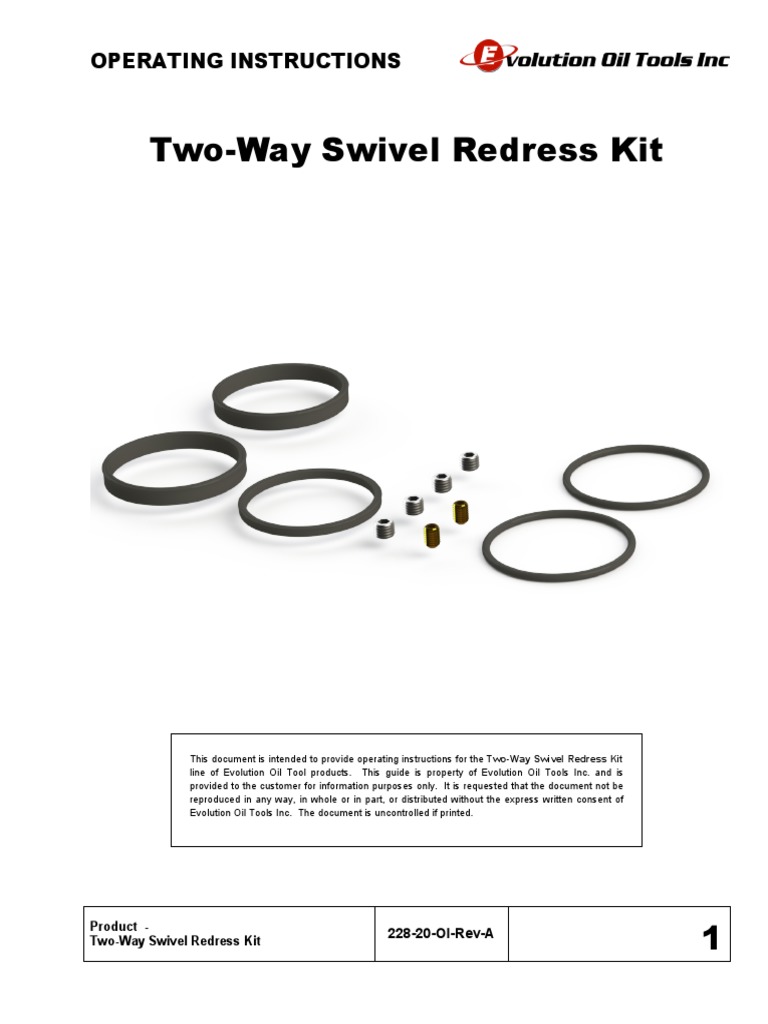Two-Way Swivel Redress Kit Assembly Instructions | Screw | Machines