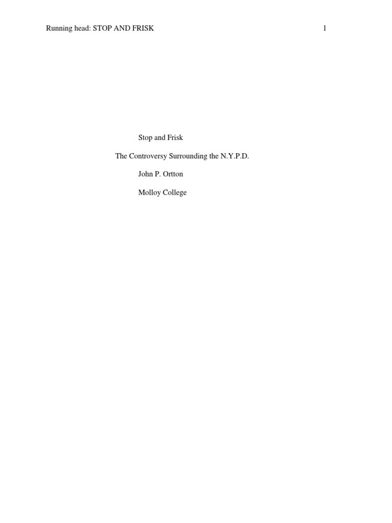 Paper 2 Stop and Frisk | PDF | Stop And Frisk In New York City | Terry Stop