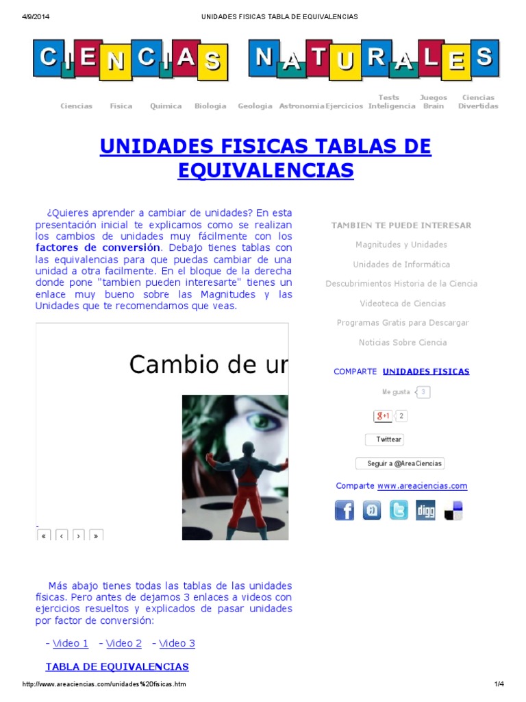 Tabla de Equivalencias en Física | PDF | Galón | Pie (unidad)