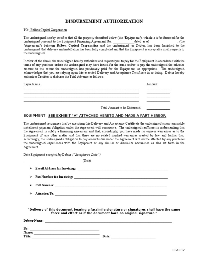 Equipment Disbursement Authorization Form | PDF | Private Law | Government