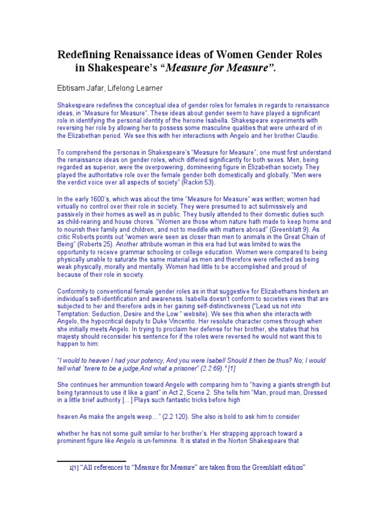 Redefining Renaissance Ideas of Women Gender Roles in Shakespeare | PDF ...