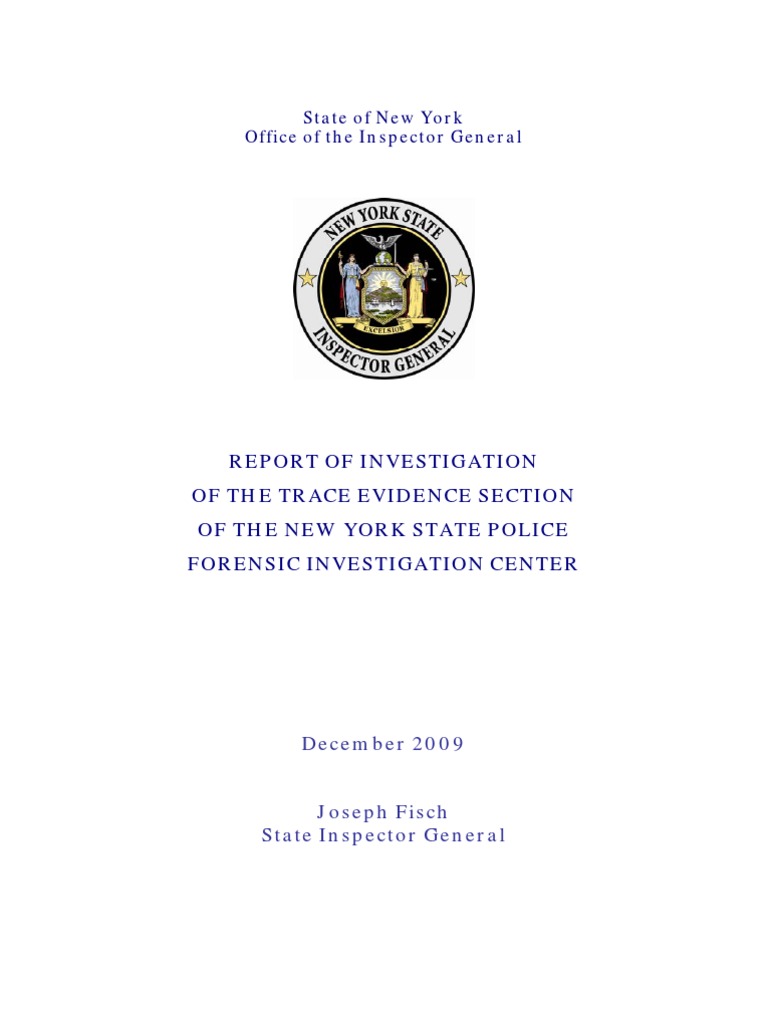 Report of Investigation of The Trace Evidence Section of The NYSP ...