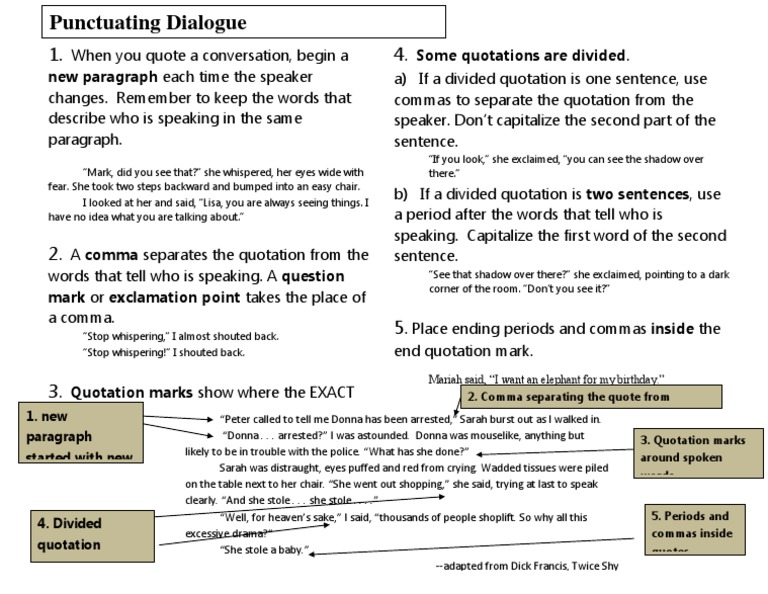 Punctuating Dialogue Correctly | PDF | Language Arts & Discipline