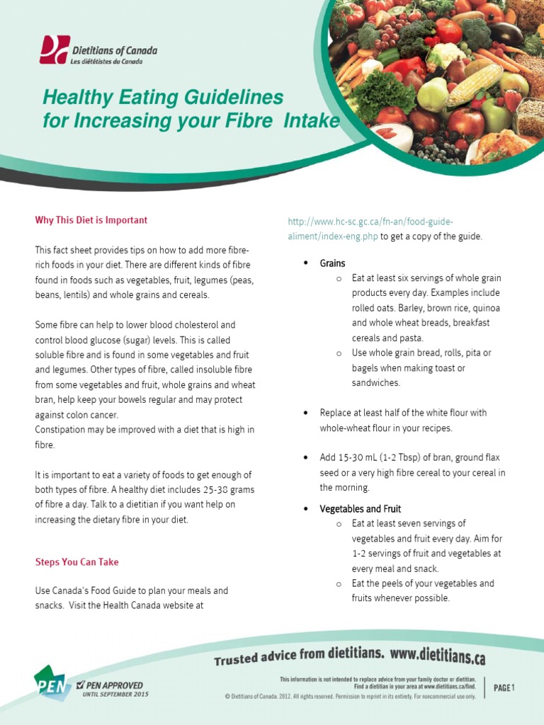 FACTSHEET Guidelines For Increasing Fibre Intake | PDF | Dietary Fiber ...