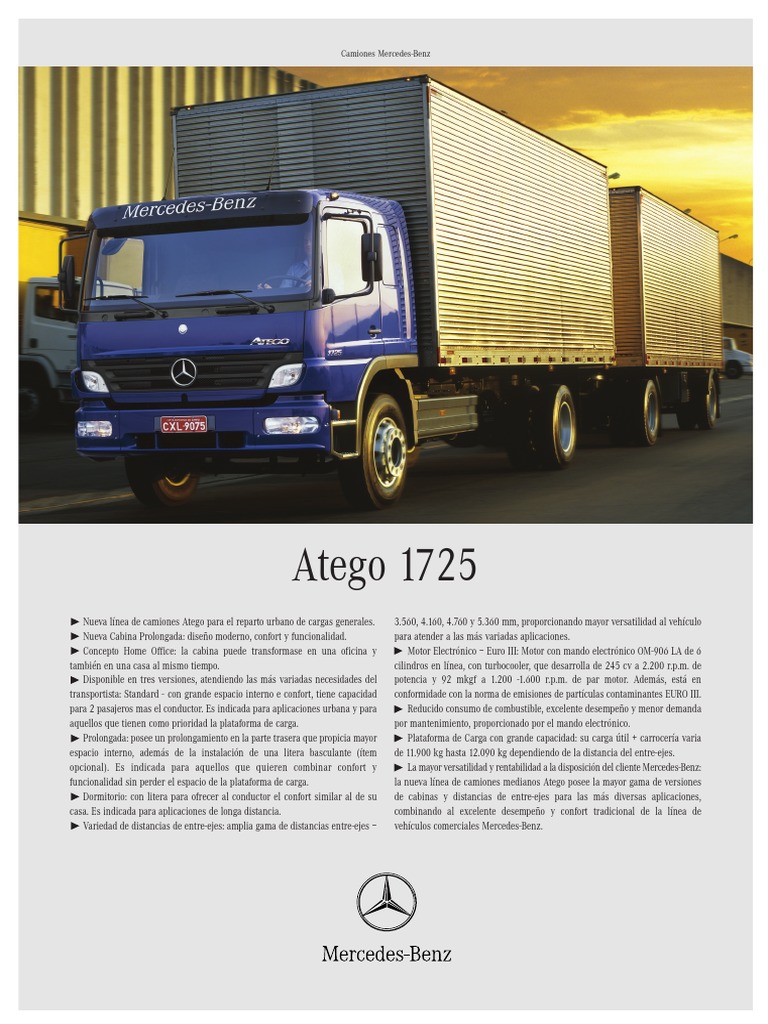 Ficha Técnica del Mercedes-Benz Atego 1725 | PDF | Camión | Mercedes Benz