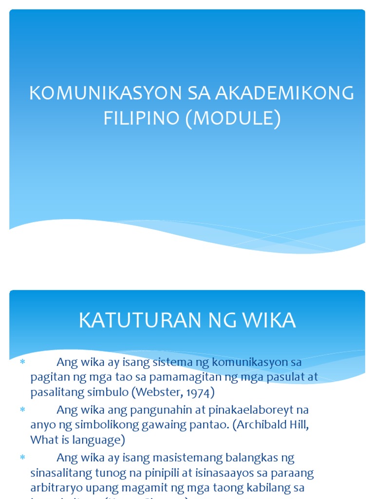 Komunikasyon Sa Akademikong Filipino | PDF