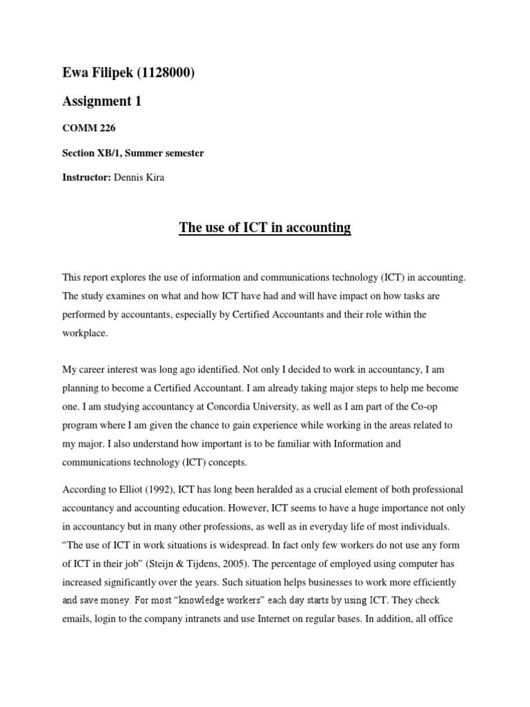 Comm 226 Assignment 1 ICT Report | PDF | Educational Technology ...
