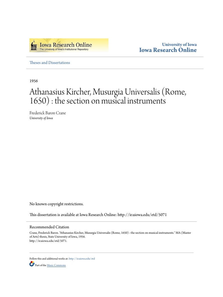 Athanasius Kircher Musurgia Universalis (Rome 1650) - The Secti PDF ...