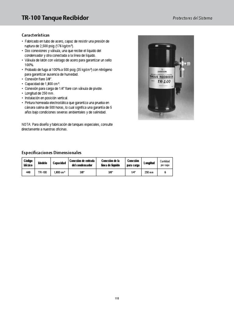 Tanque Recibidor TR-100 para Refrigeración | PDF | Hogar, jardinería y bricolaje | Tecnología