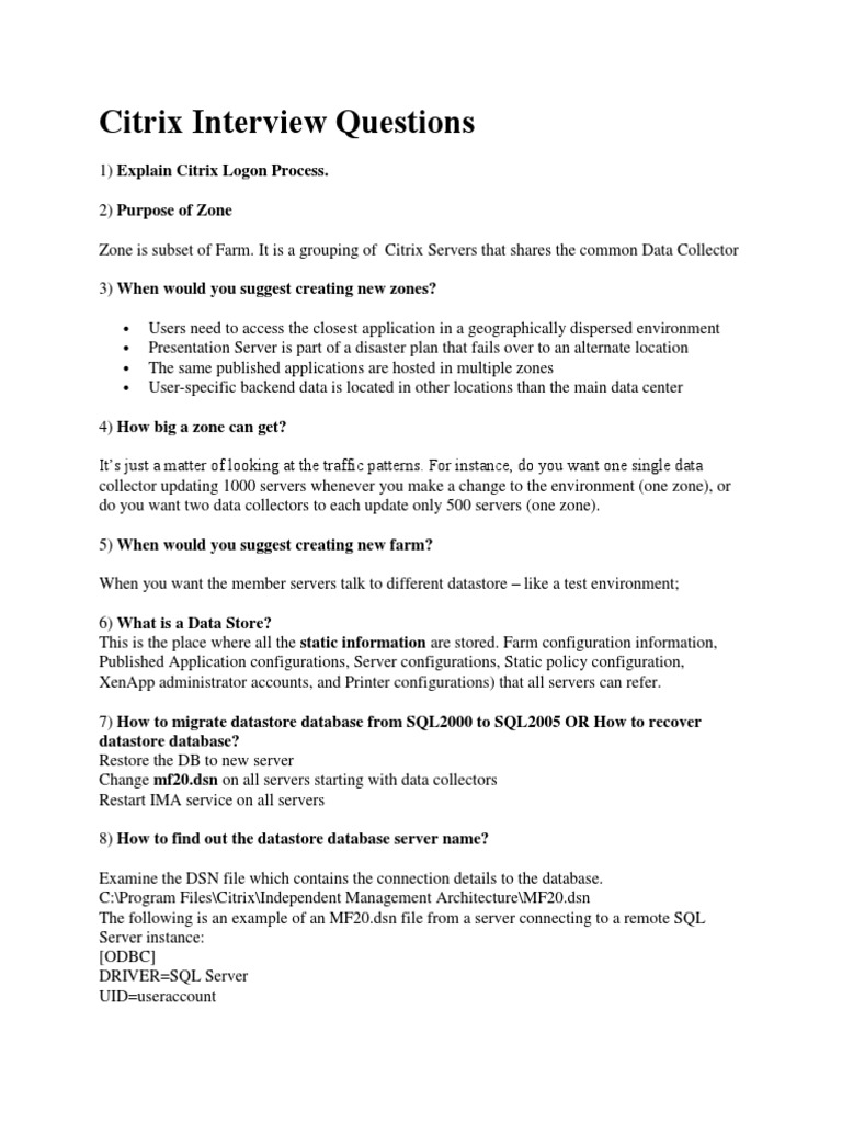 Citrix Interview Questions | PDF | Windows Registry | Port (Computer Networking)