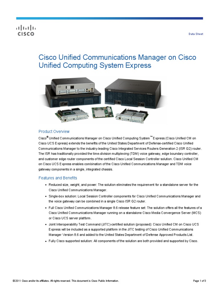 Cisco Unified Communications Manager On Cisco Unified Computing System Express | PDF | Cisco ...