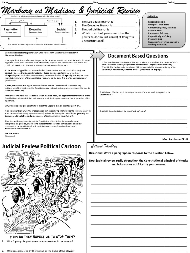 Judreview DBQ | PDF | Marbury V. Madison | United States Constitution