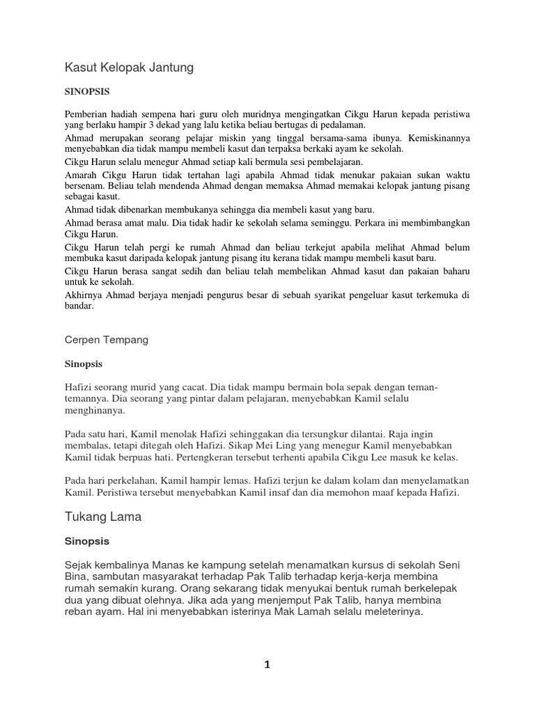 Antologi Kasut Kelopak Jantung - Cerpen | PDF
