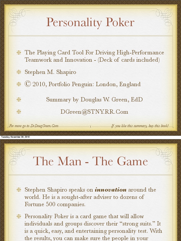 Personality Poker | PDF | Playing Cards | Thought