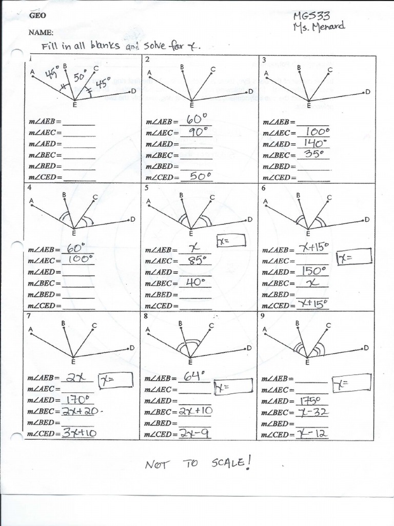 Angle Segment Addition Worksheet | PDF