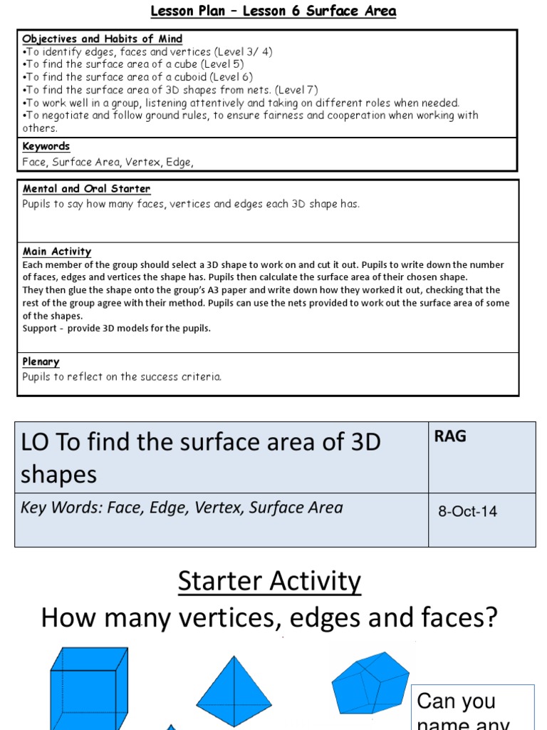 Lesson 7 - Surface Area | PDF | Surface Area | Euclidean Geometry
