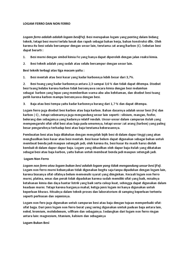 Logam Ferro Dan Non Ferro | PDF