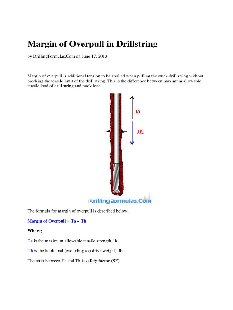 Margin of Overpull in Drillstring Calculations | PDF | Tension (Physics ...