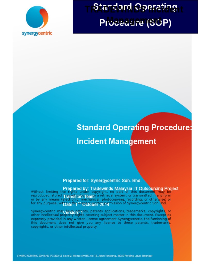 SOP - TWM - Incident Management_v1.2 | Copyright | Patent