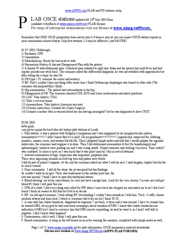 Plab 2 Stations Beta Version | PDF | Medical Specialties | Medicine
