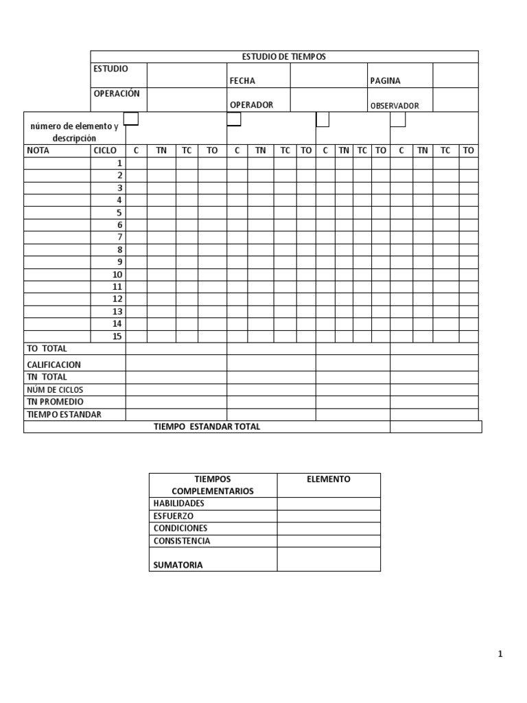 Estudio De Tiempos Pdf