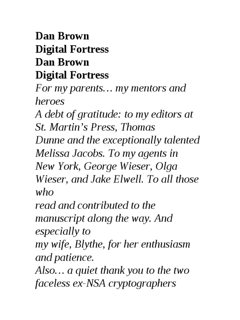 Dan Brown Digital Fortress | PDF | Mystery, Thriller & Crime Fiction