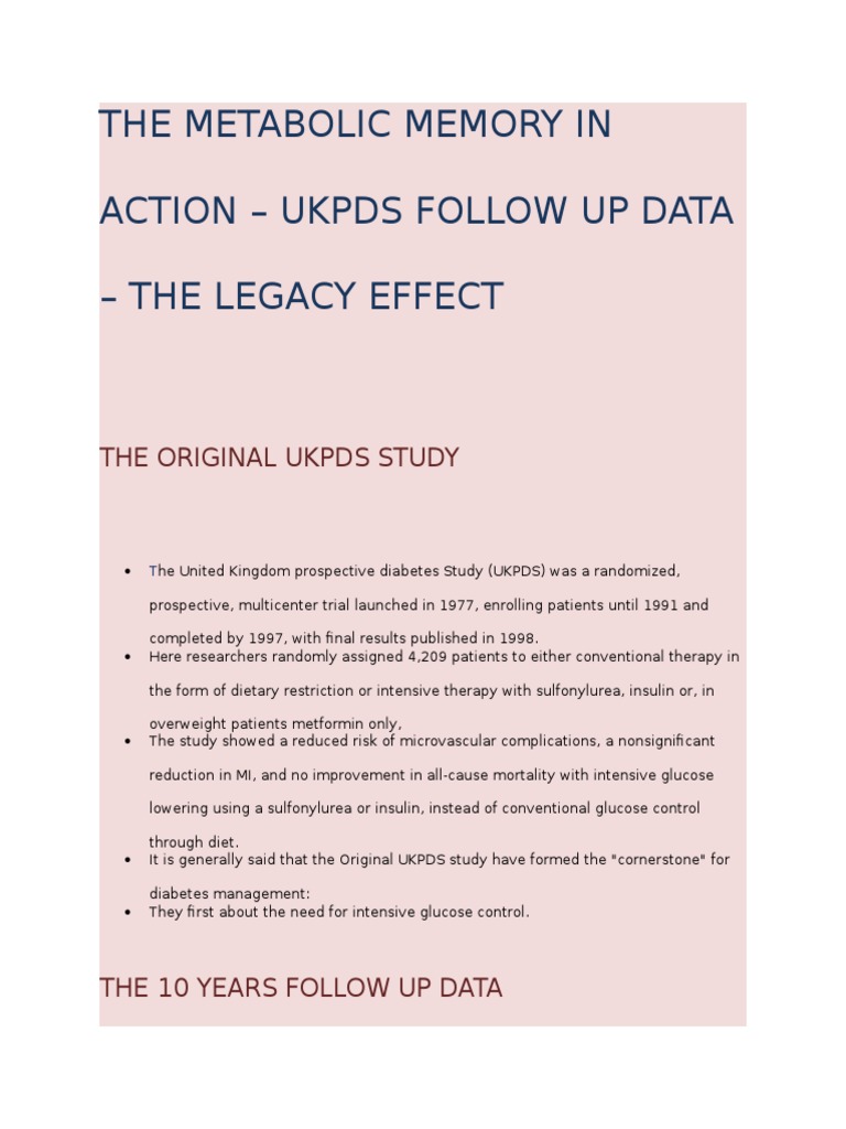 Legacy Effect in Diabetes Mnanagement | PDF | Diabetes Management ...
