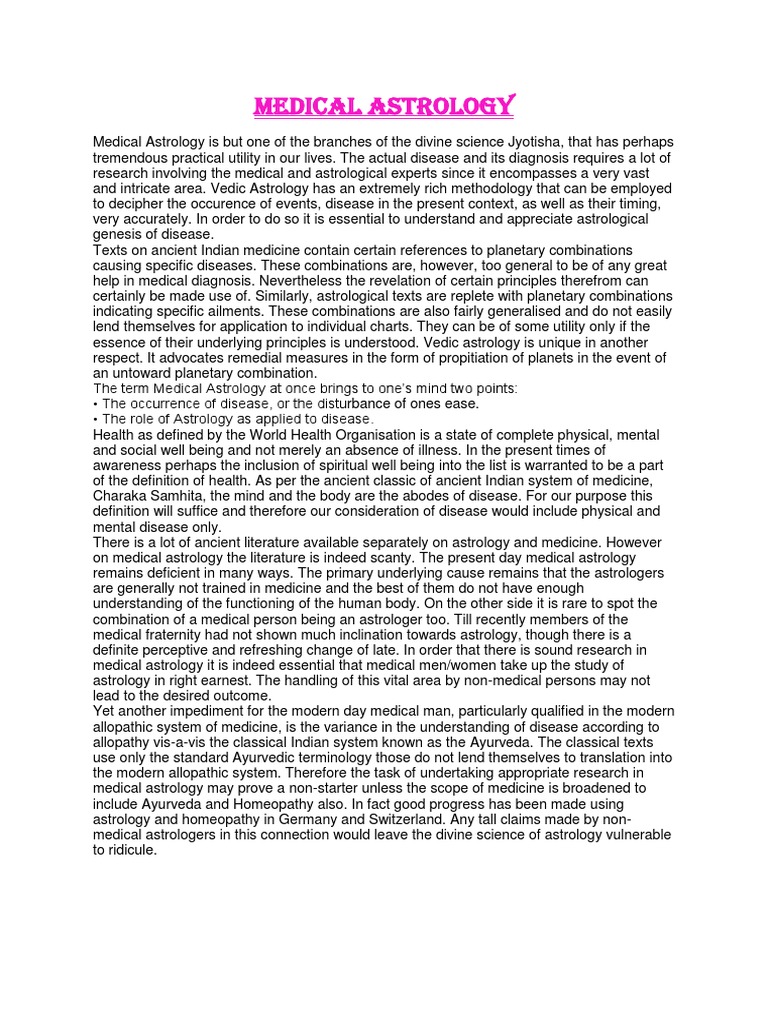 Introduction To Medical Astrology | PDF | Ayurveda | Astrology