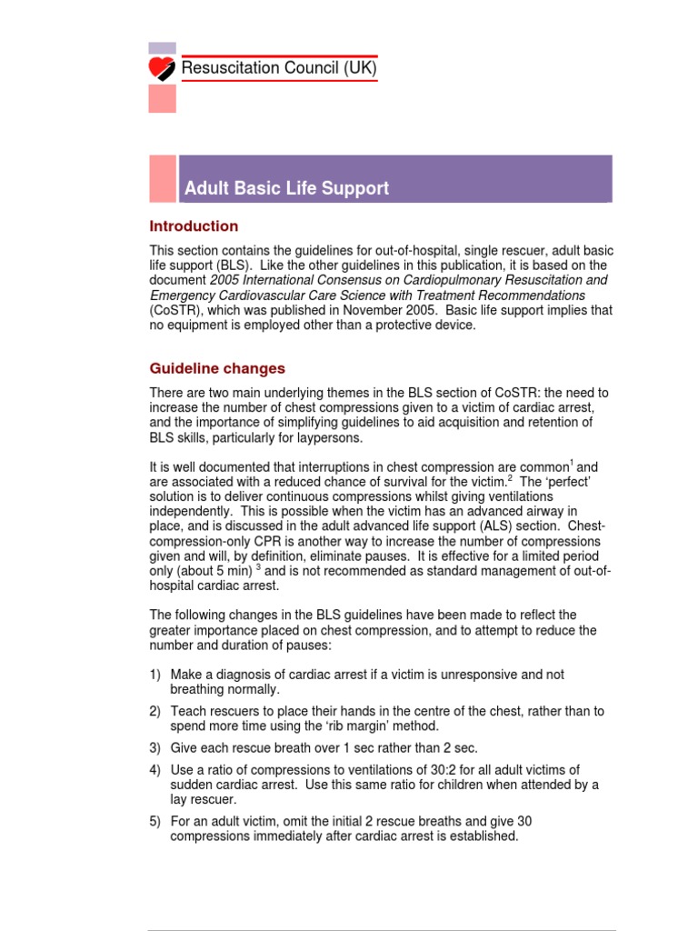 Adult Basic Life Support | PDF | Cardiopulmonary Resuscitation ...