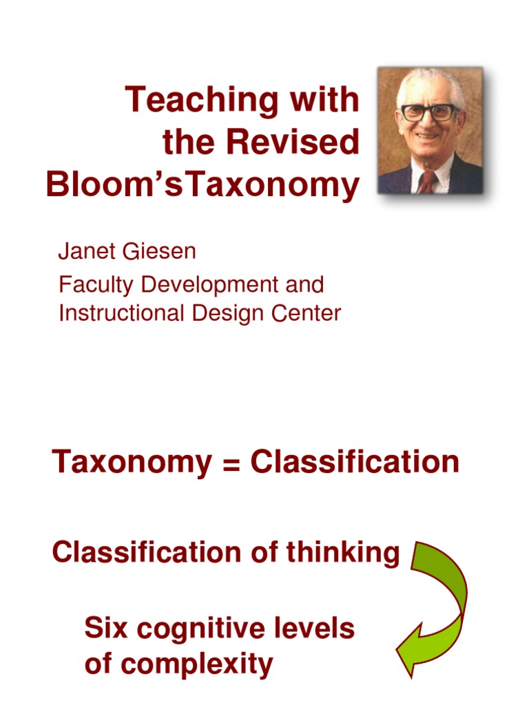 Blooms Taxonomy Presentation | PDF | Educational Psychology | Pedagogy