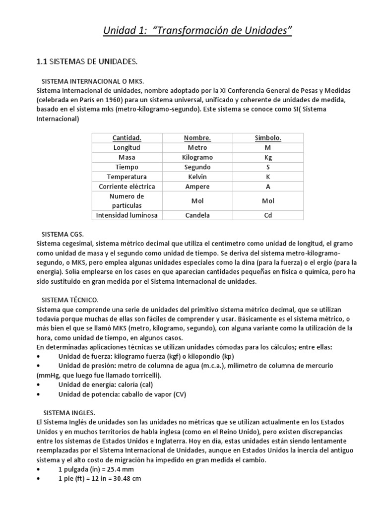 1. transformación de UNIDADES.docx | Gravedad | Fuerza