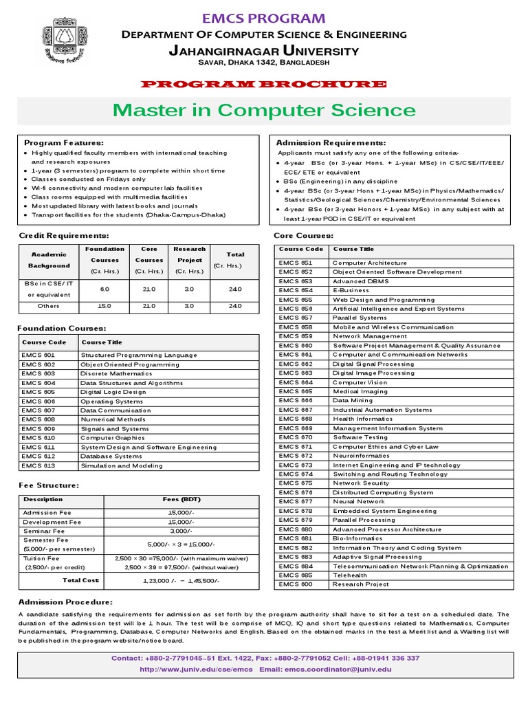 EMCS Brochure | PDF | Computer Science | Academia