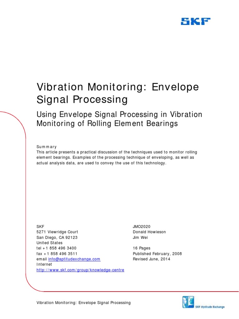 Envelope Signal Processing | PDF | Bearing (Mechanical) | Spectral Density