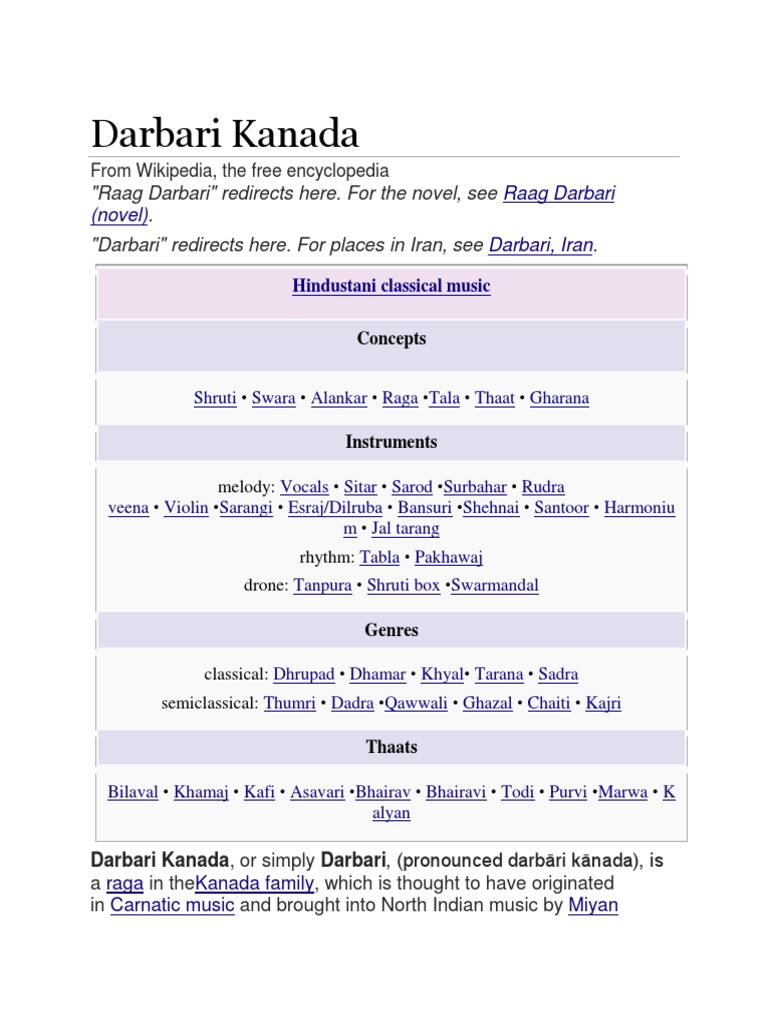 Darbari Kanada | PDF | Classical And Art Music Traditions | Classical Music