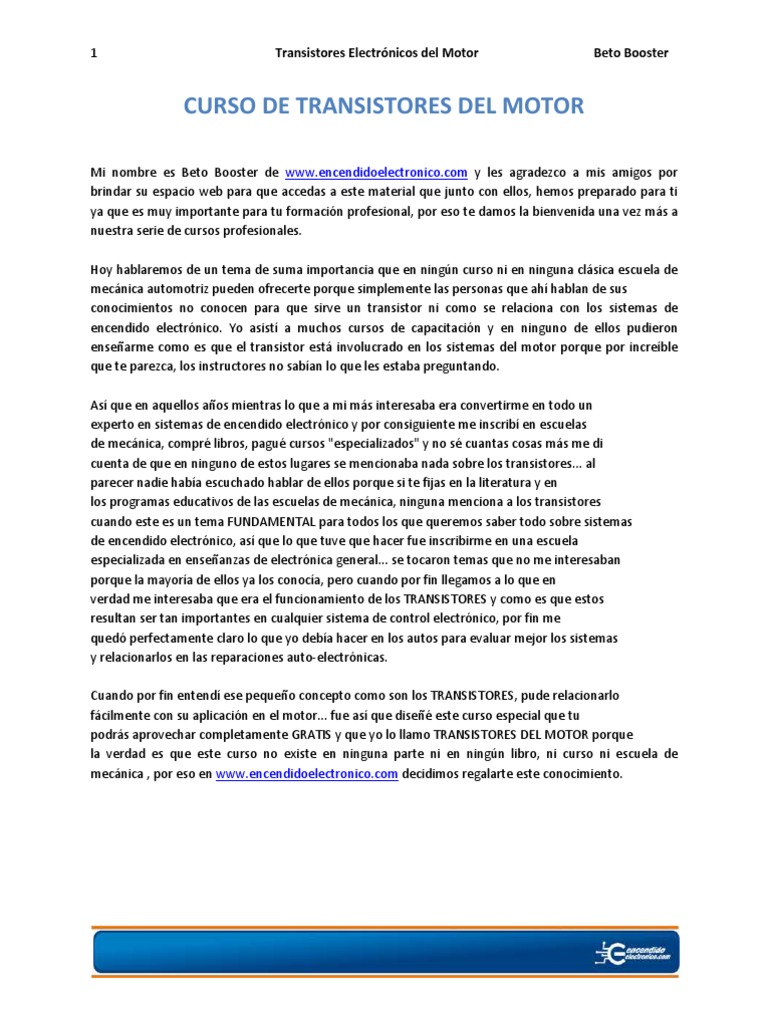 10-Curso de Transistores Del Motor | PDF | Transistor | Transistor de ...