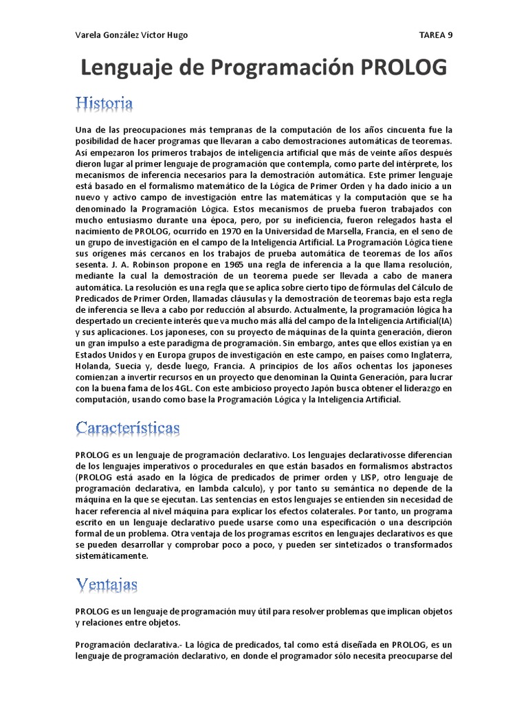 Historia y características de PROLOG | PDF | Lenguaje de programación ...